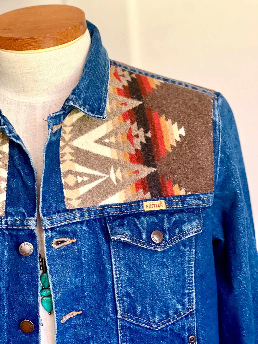 Vintage Rustler Southwestern Aztec Wool Jean Jacket - Etsy