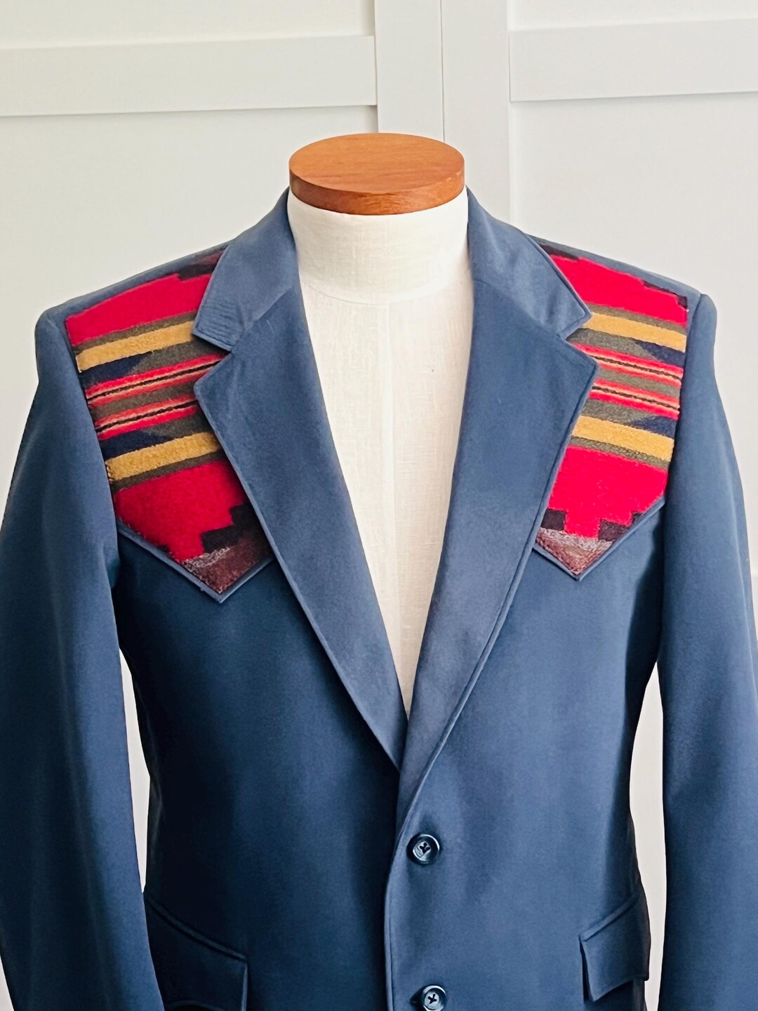 Vintage Men’s Western Aztec Blue Blazer - Etsy