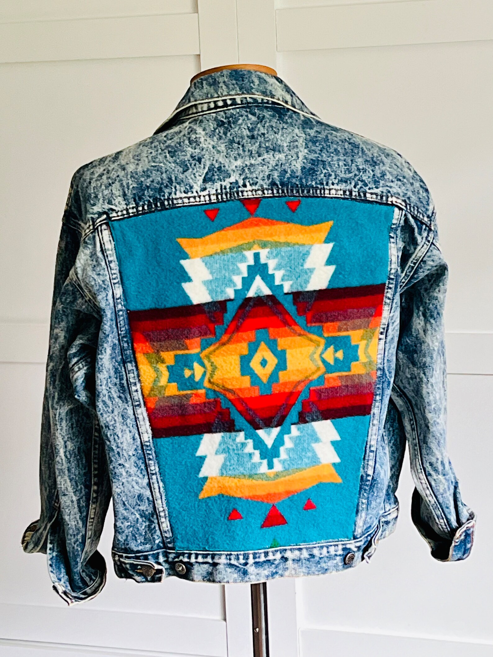 Vintage Acid Wash Southwestern Aztec Jean Jacket - Etsy