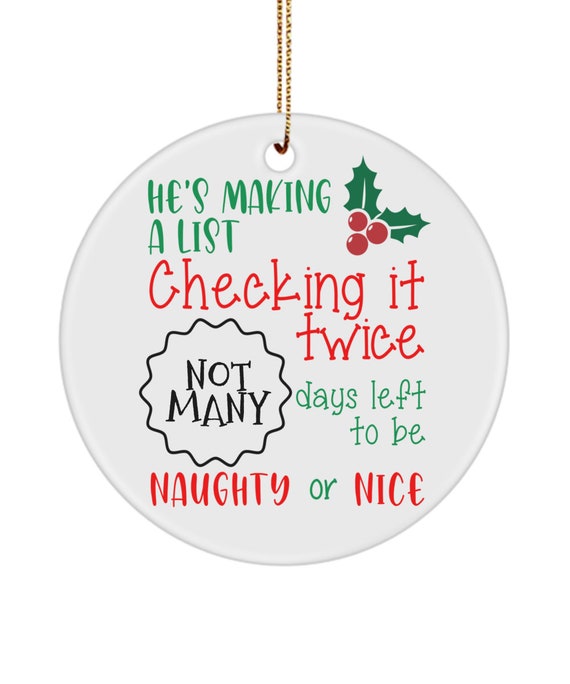 Santa Claus Naughty or Nice List Christmas Tree Ornament - Etsy