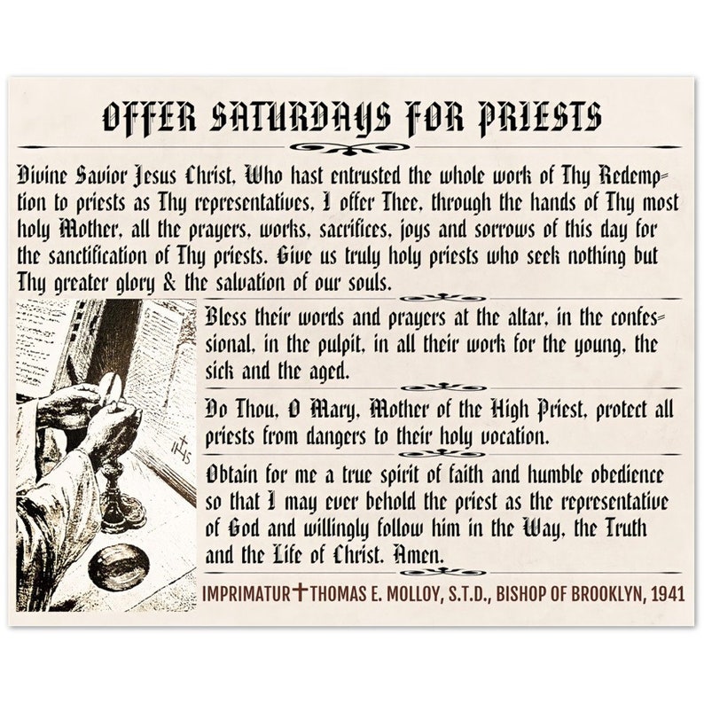 Prayer for Priests Poster Traditional Catholic Imprimatur - Etsy