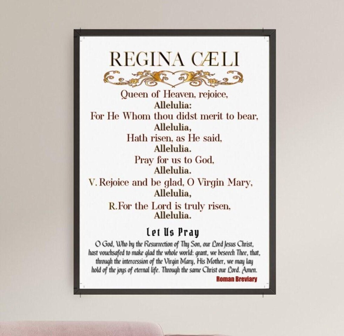Regina Caeli Prayer Print | Catholic Home Decor (digital Download) - Etsy