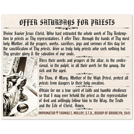 Prayer for Priests Poster Traditional Catholic Imprimatur - Etsy
