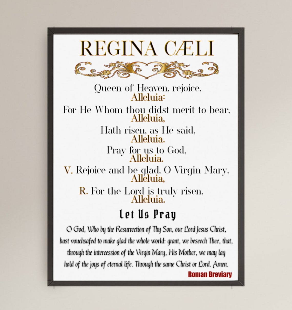 Downloadable Digital Regina Caeli Traditional Catholic Prayer ...