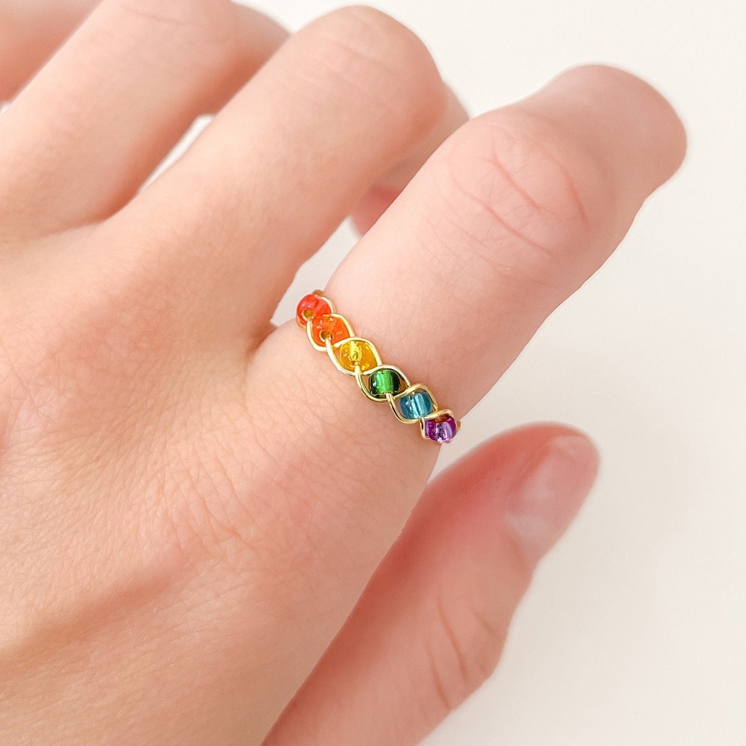 LGBTQ+ Pride Ring | Pride Flag Fidget Ring, Bead Ring, for Him, for Her, Festival Jewellery ...