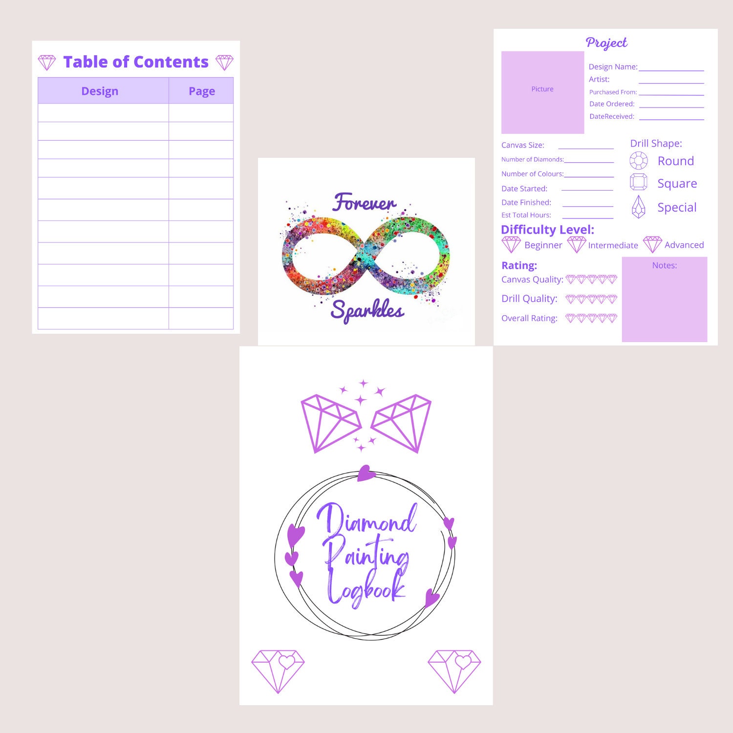 Digital Download Diamond Painting Logbook, Journal, Planner With 9 ...