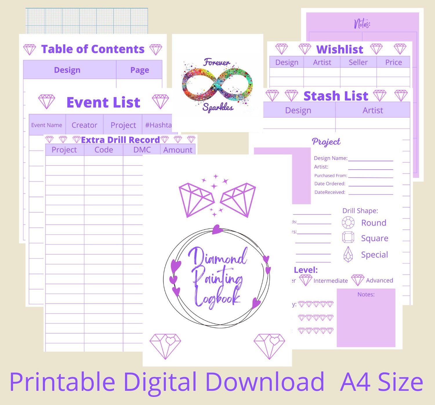 Digital Download Diamond Painting Logbook Journal Planner | Etsy