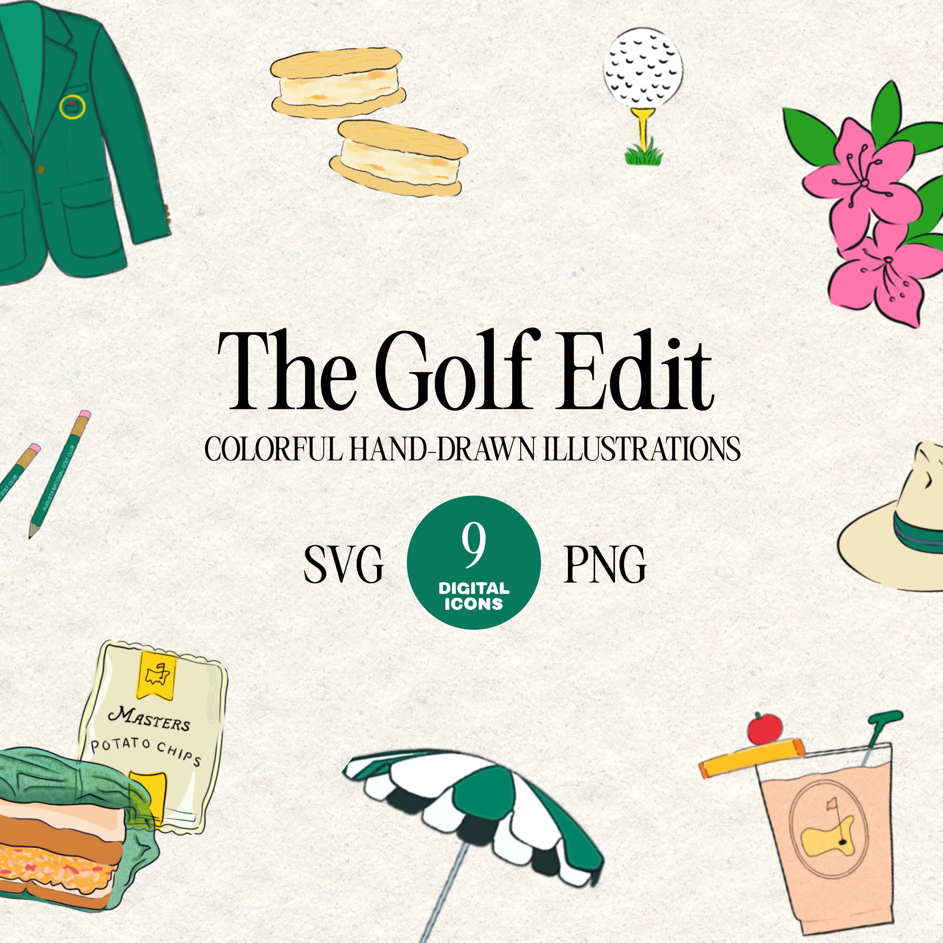 Masters Golf Tournament Clipart | Augusta Inspired Golf Art | 9 Icons X ...