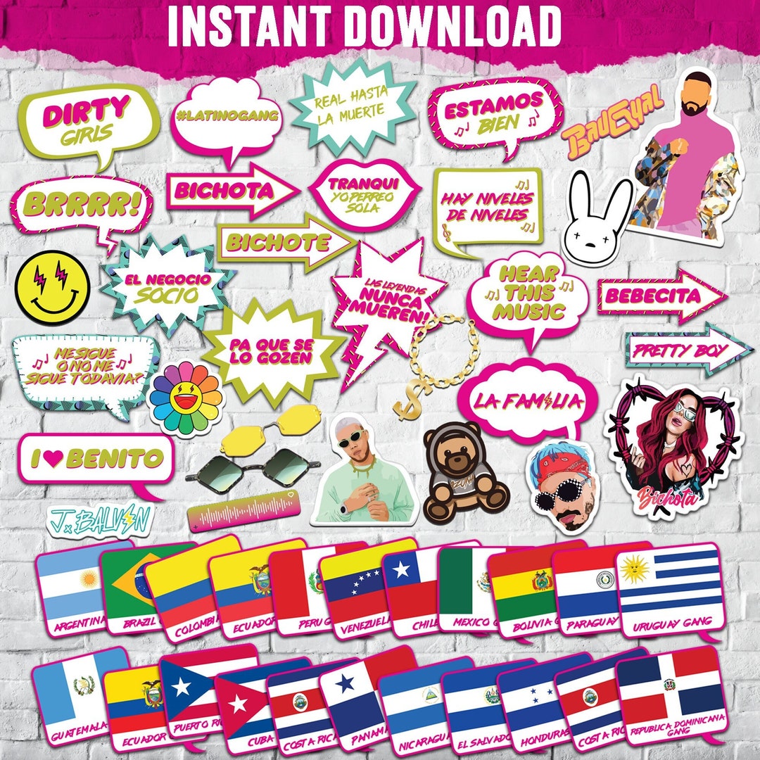 REGGAETON Photo Booth Props, INSTANT DOWNLOAD, Printable Fun Photo ...
