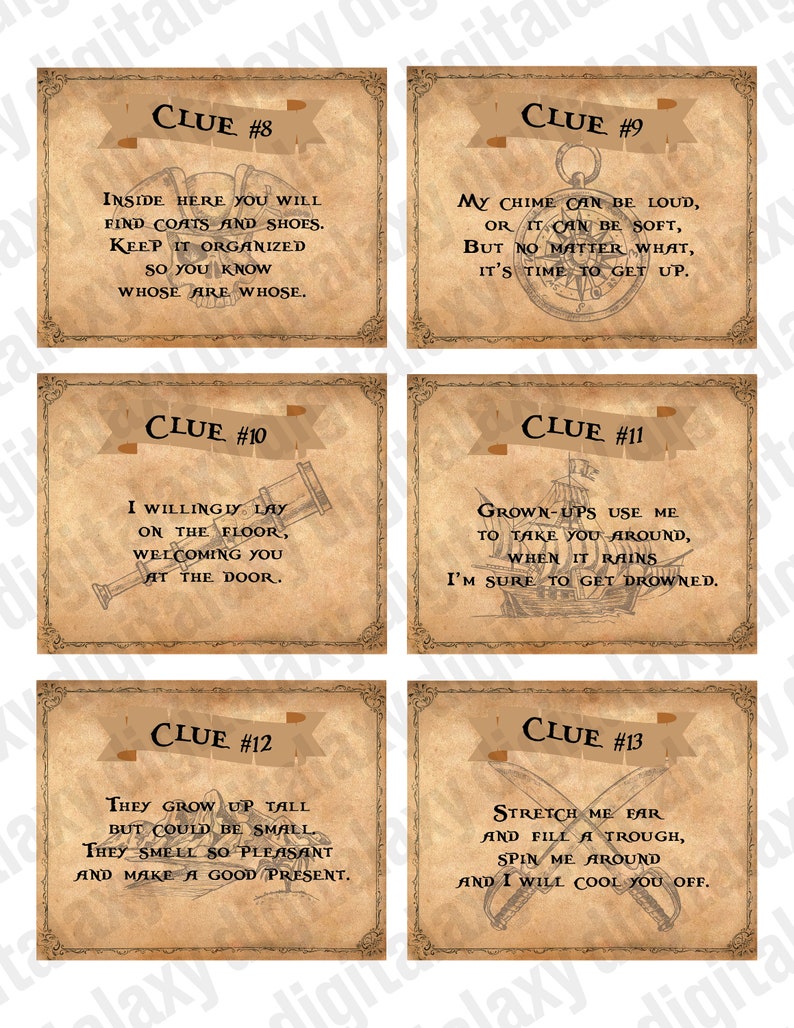 Printable Treasure Hunt Map and Clues Scavenger Hunt - Etsy