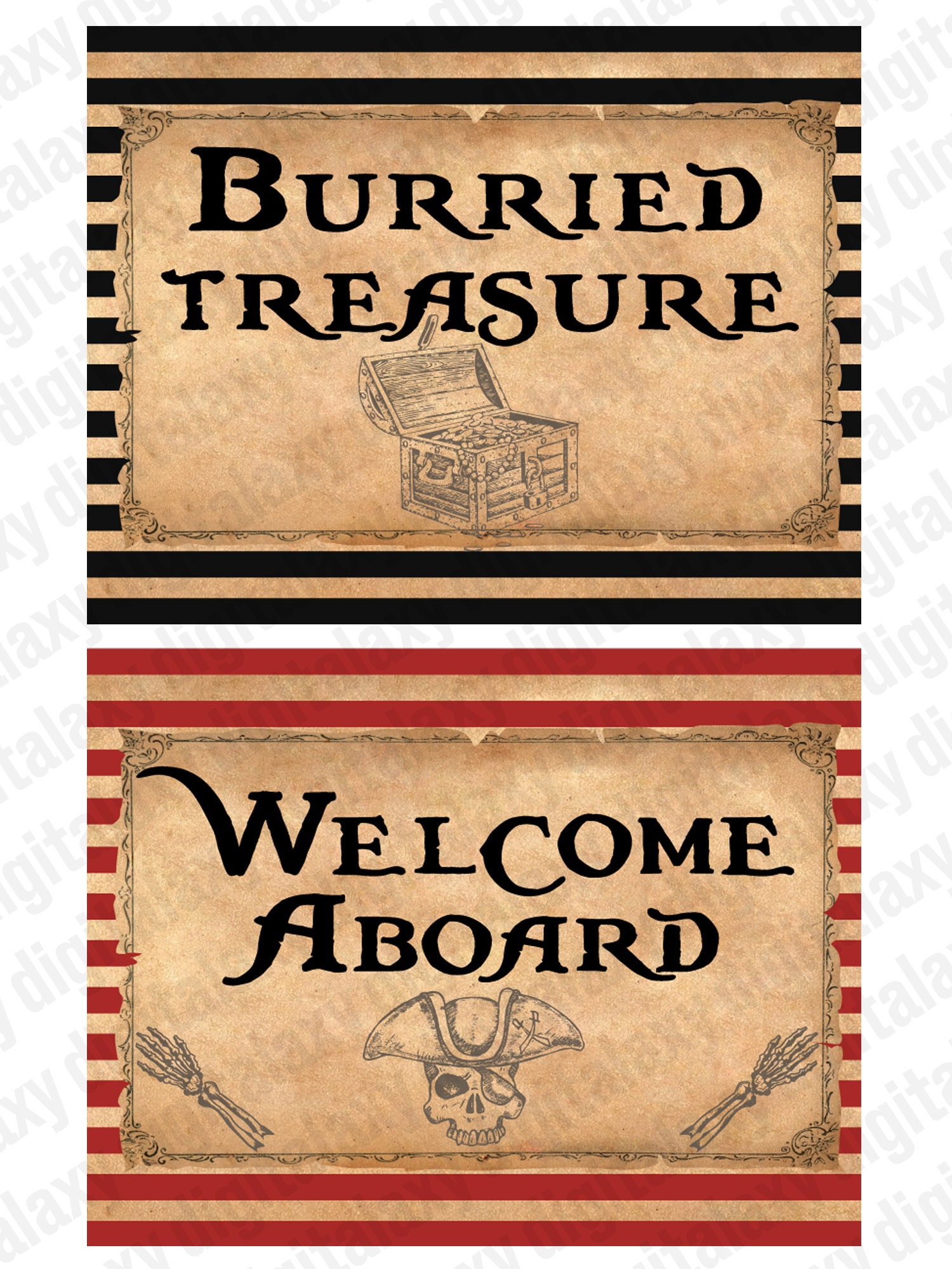 Pirate Birthday Party Signs, INSTANT DOWNLOAD, Pirate Birthday Party ...