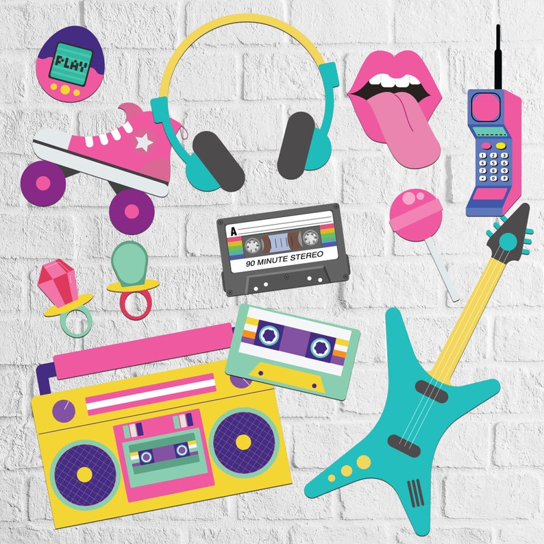 80's Party Photo Booth Props, INSTANT DOWNLOAD, Printable Fun Photo ...