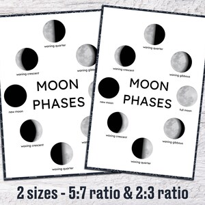 Moon Phases Poster, INSTANT DOWNLOAD Montessori Poster, Printable ...