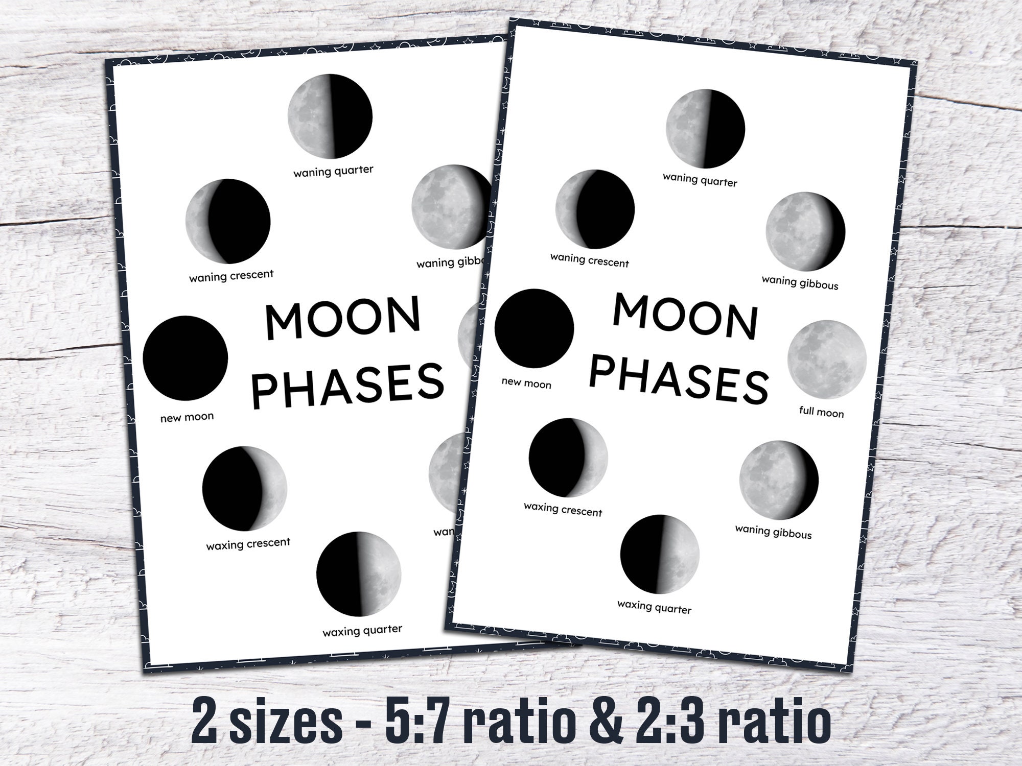 Moon Phases Poster, INSTANT DOWNLOAD Montessori Poster, Printable ...