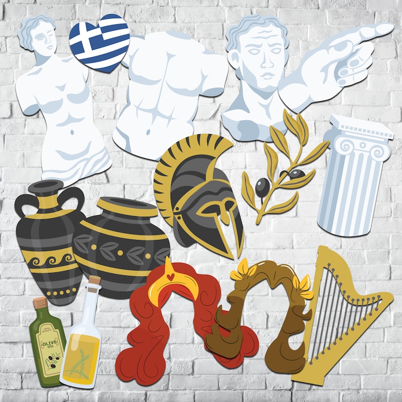 GREECE Photo Booth Props, INSTANT DOWNLOAD, Printable Fun Photo Booth ...