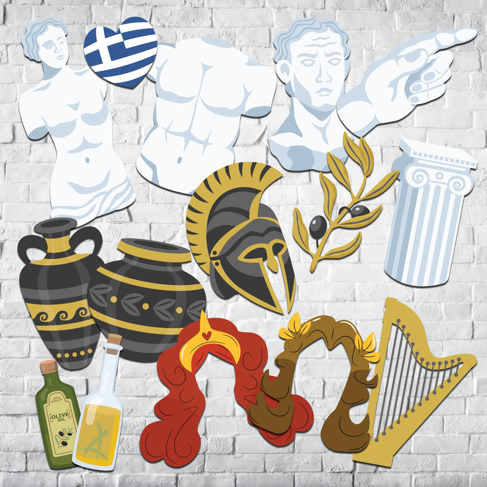 GREECE Photo Booth Props, INSTANT DOWNLOAD, Printable Fun Photo Booth ...