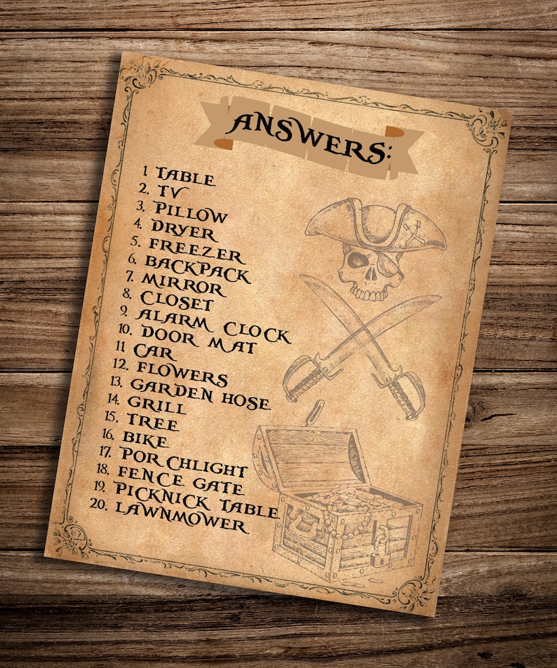 Printable Treasure Hunt Map and Clues, Scavenger Hunt, Birthday ...