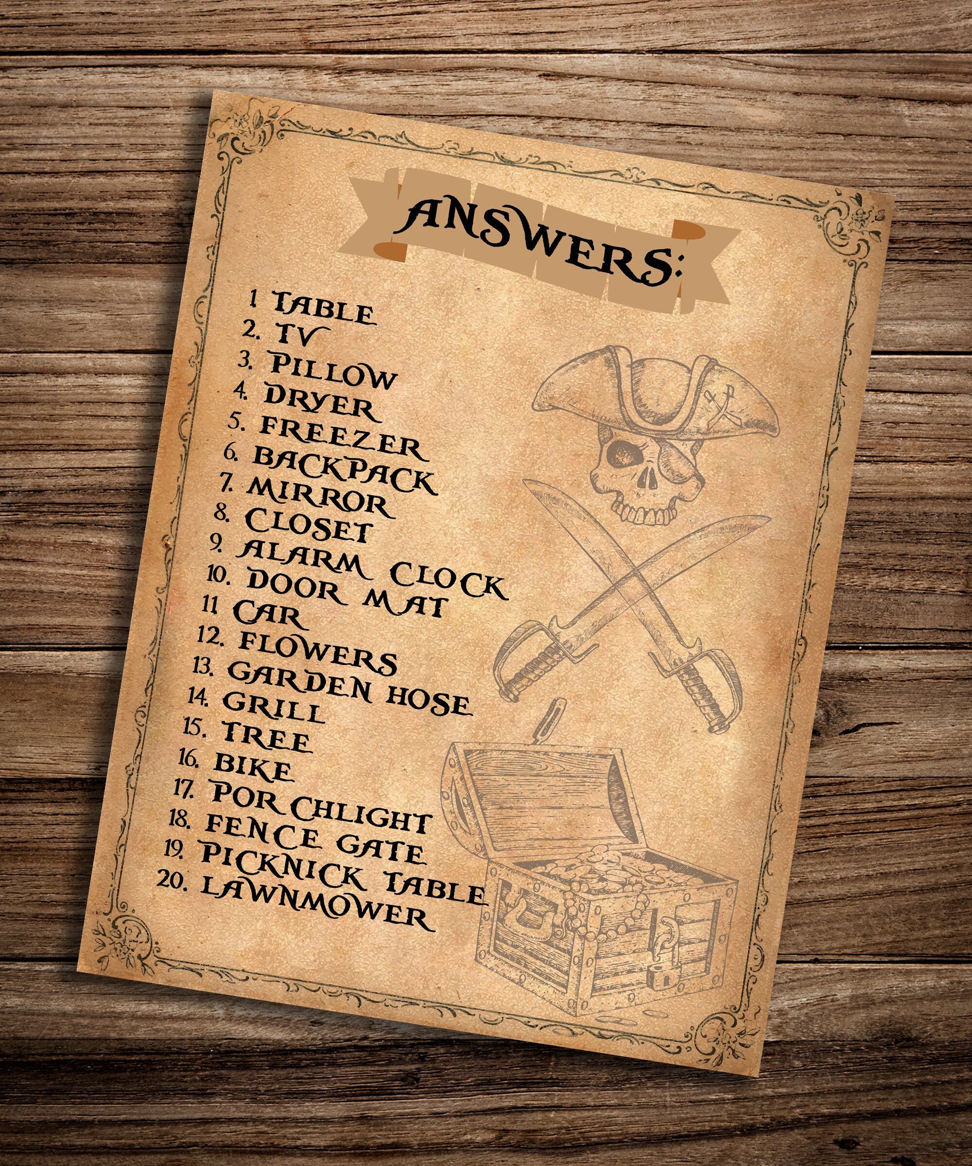 Printable Treasure Hunt Map And Clues Scavenger Hunt Birthday Activity Escape Game Outdoors