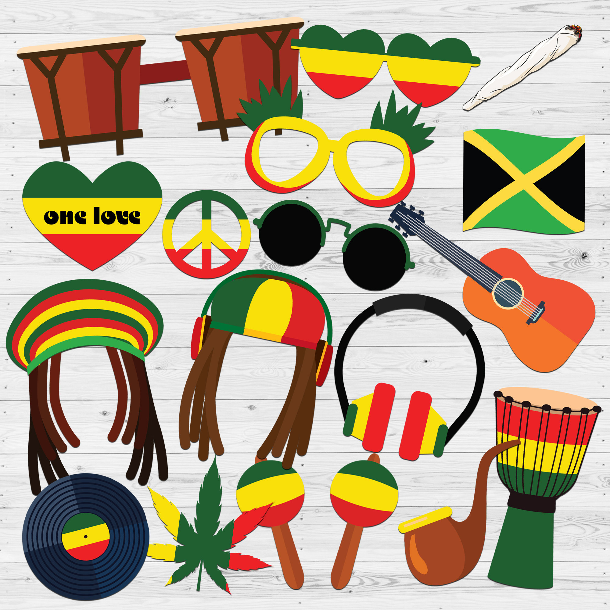 REGGAE Photo Booth Props, INSTANT DOWNLOAD, Printable Fun Photo Booth ...