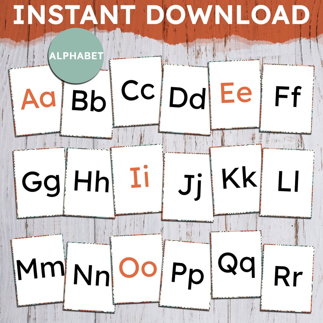 ALPHABET, INSTANT DOWNLOAD Montessori Cards, Printable Montessori Cards ...