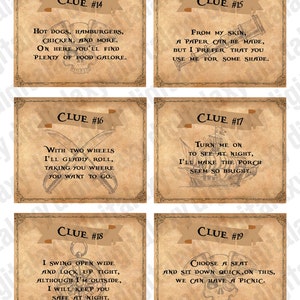 Printable Treasure Hunt Map and Clues, Scavenger Hunt, Birthday ...