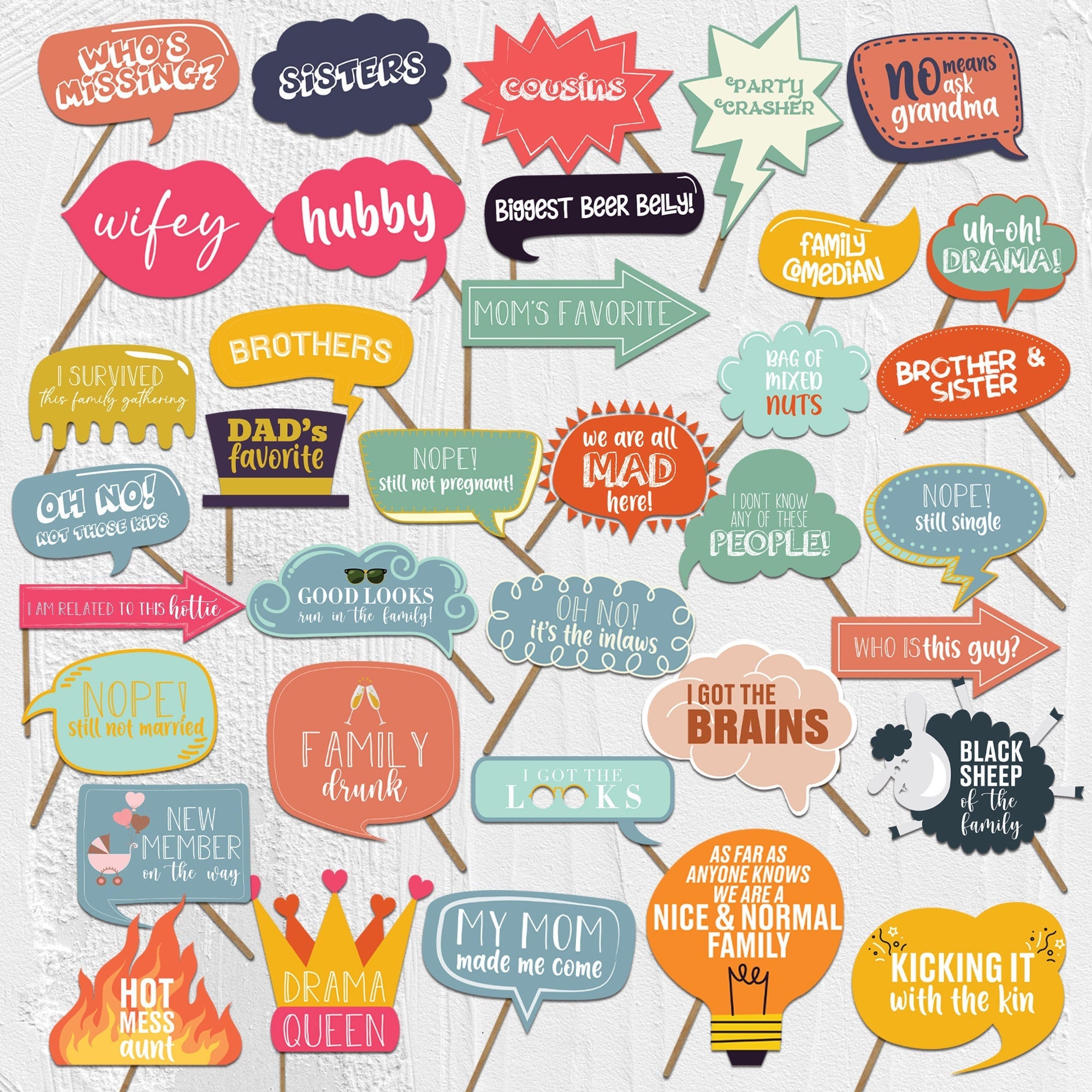 FAMILY REUNION Photo Booth Props, INSTANT Download, Printable Fun Photo ...