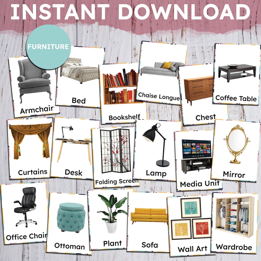 FURNITURE, Instant Download Montessori Cards, Printable Montessori ...