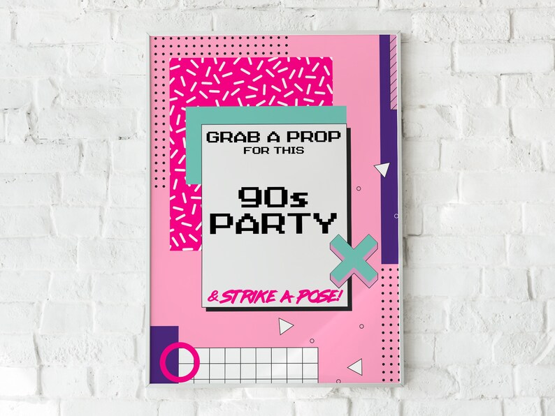 90's PARTY Photo Booth Props, INSTANT DOWNLOAD, Printable Fun Photo ...