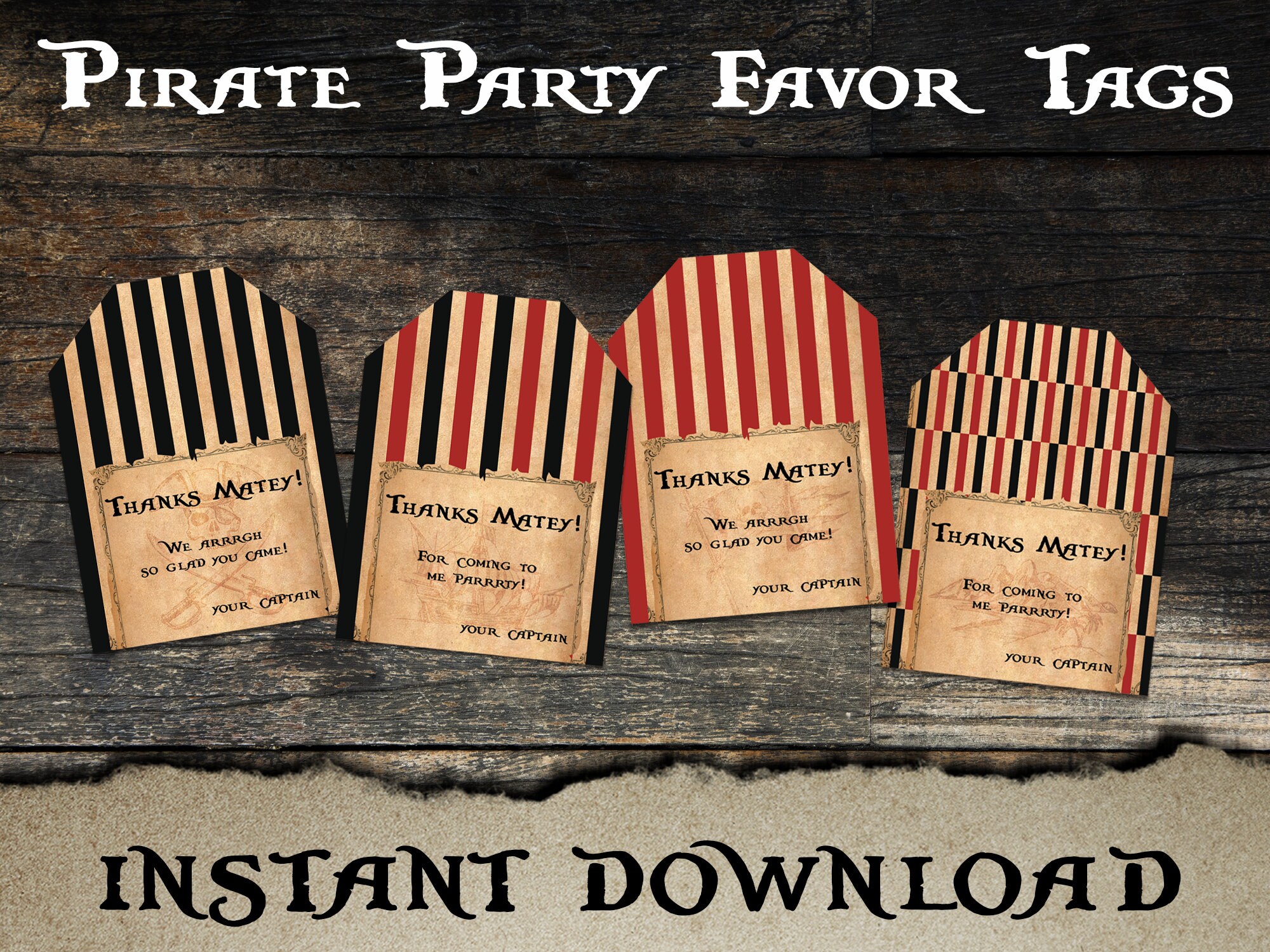 Pirate Party Favor Tags INSTANT DOWNLOAD Birthday Party - Etsy