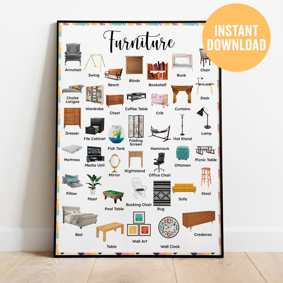 Furniture Poster, INSTANT DOWNLOAD Montessori Poster, Printable ...