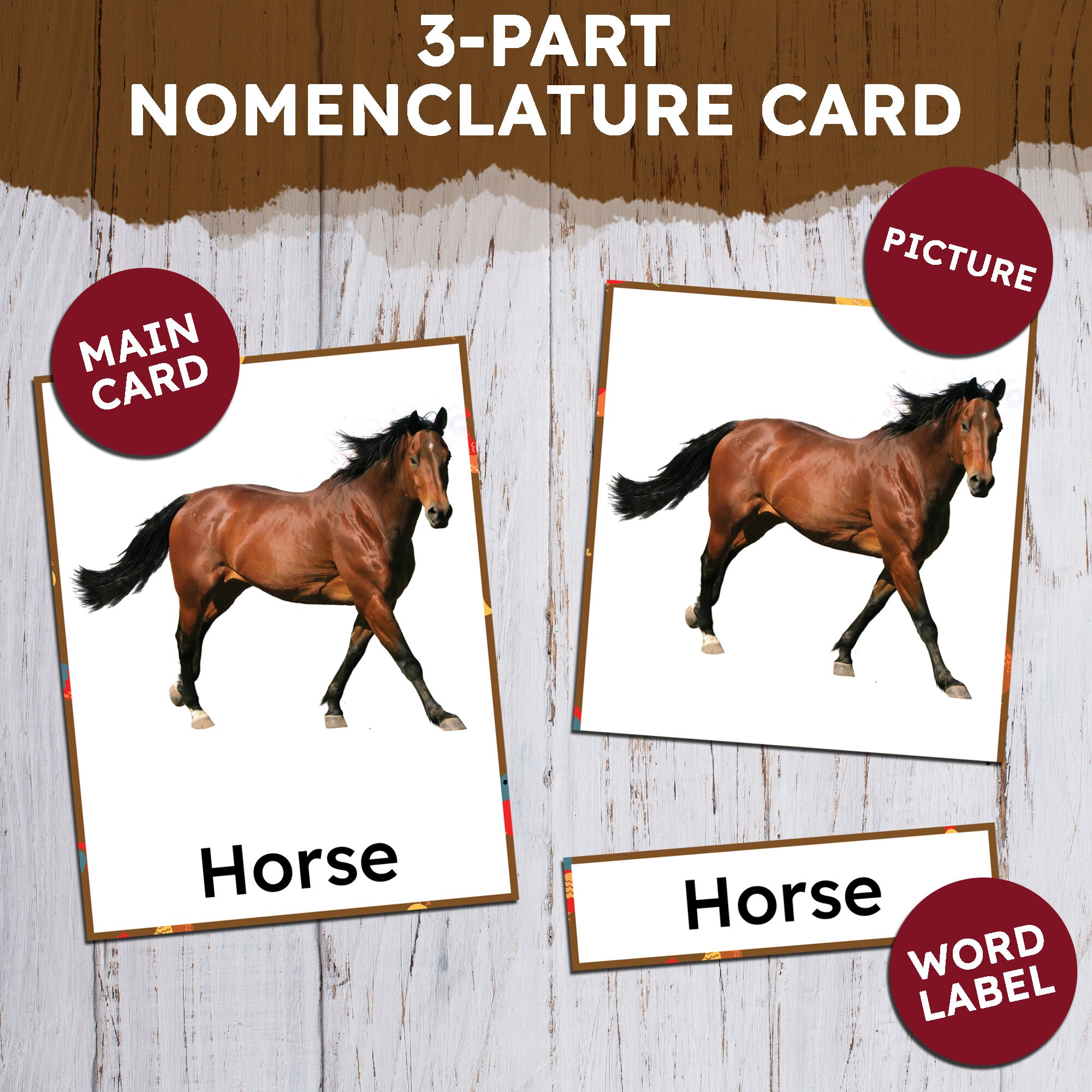 FARM ANIMALS, INSTANT Download Montessori Cards, Printable Montessori ...