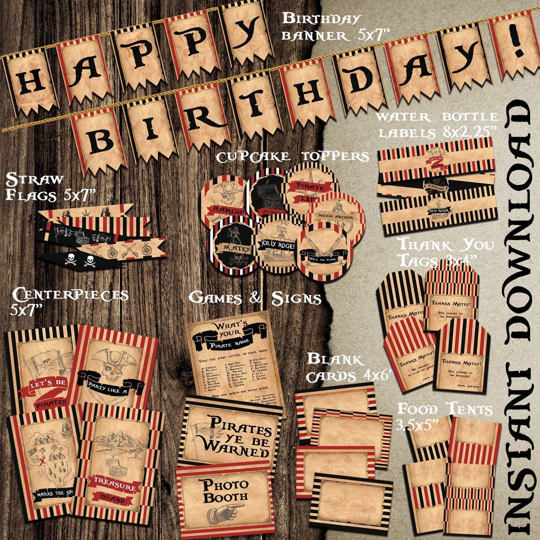 Pirate Birthday Party Pack, INSTANT DOWNLOAD, Pirate Birthday Party ...