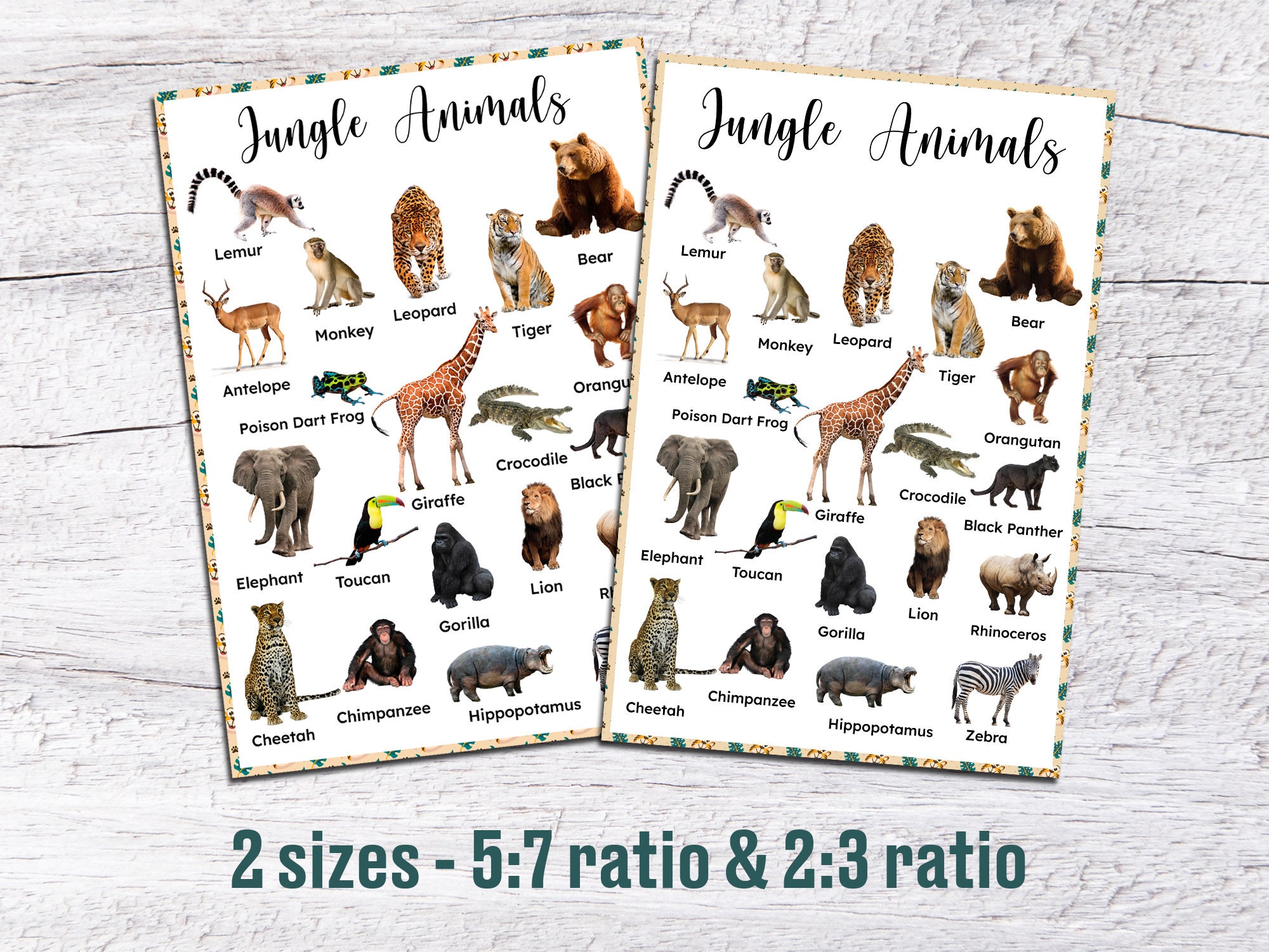 Jungle Animals Poster, INSTANT DOWNLOAD Montessori Poster, Printable ...