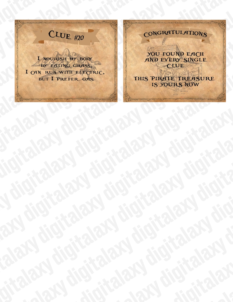 Printable Treasure Hunt Map and Clues Scavenger Hunt - Etsy