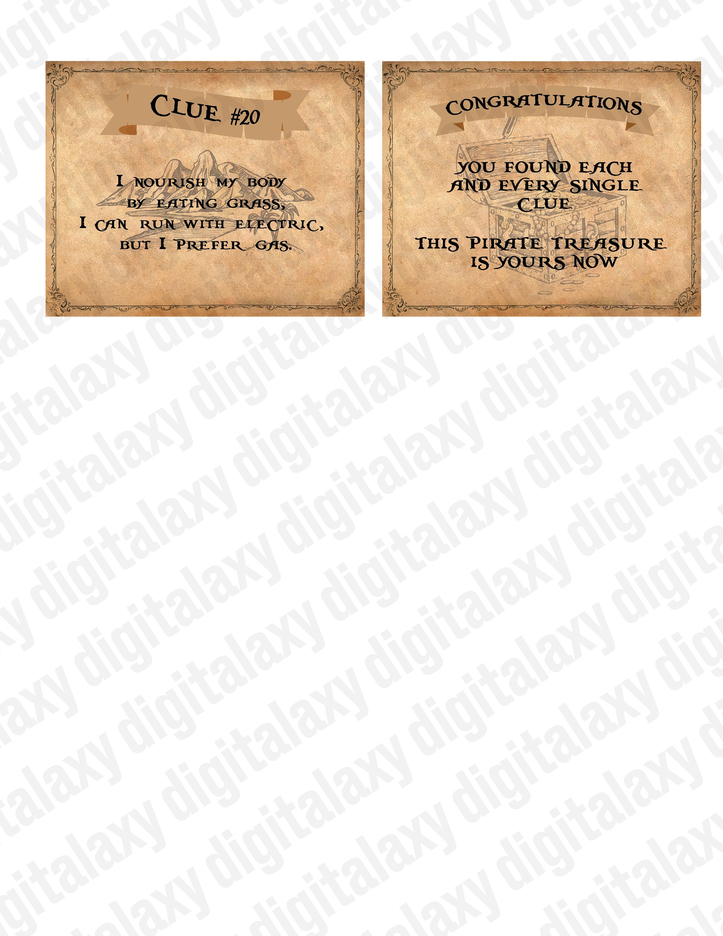 Printable Treasure Hunt Map and Clues Scavenger Hunt - Etsy