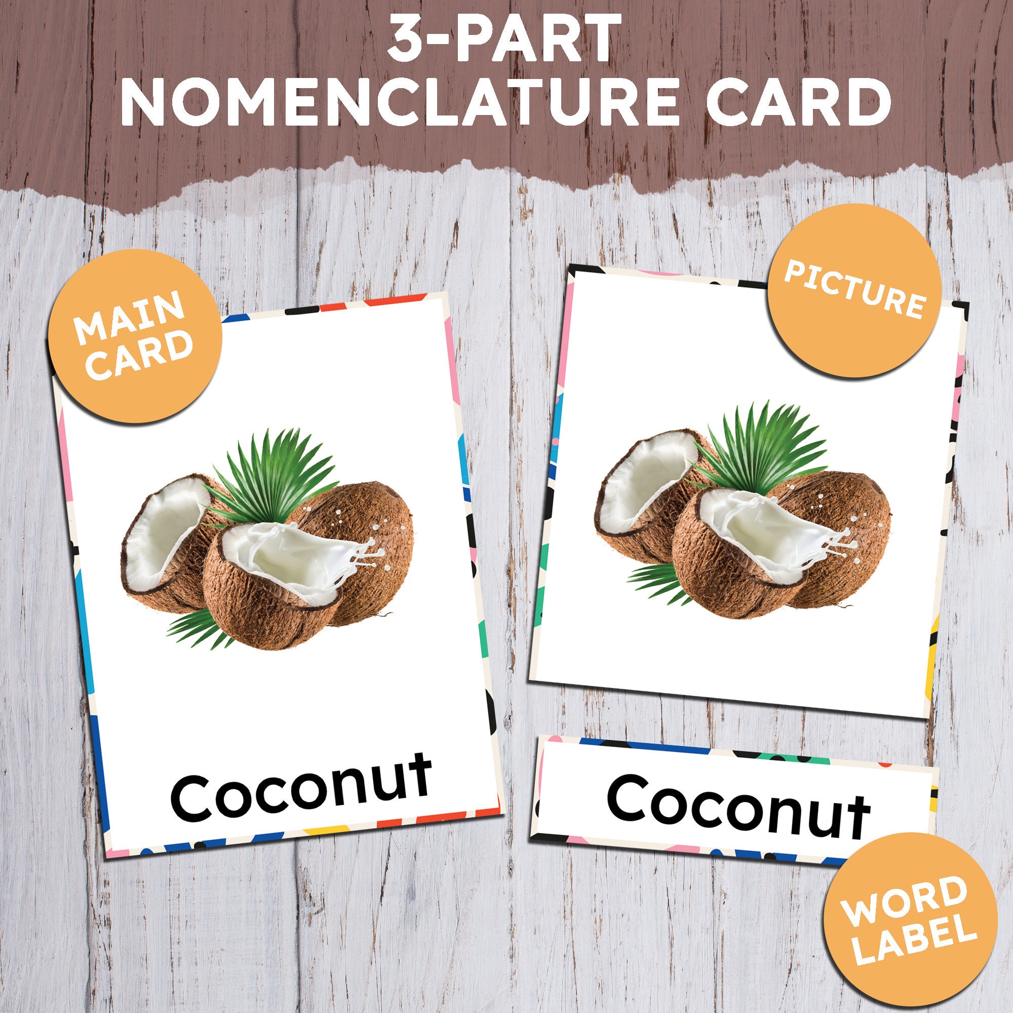 FRUITS, INSTANT DOWNLOAD Montessori Cards, Printable Montessori Cards ...