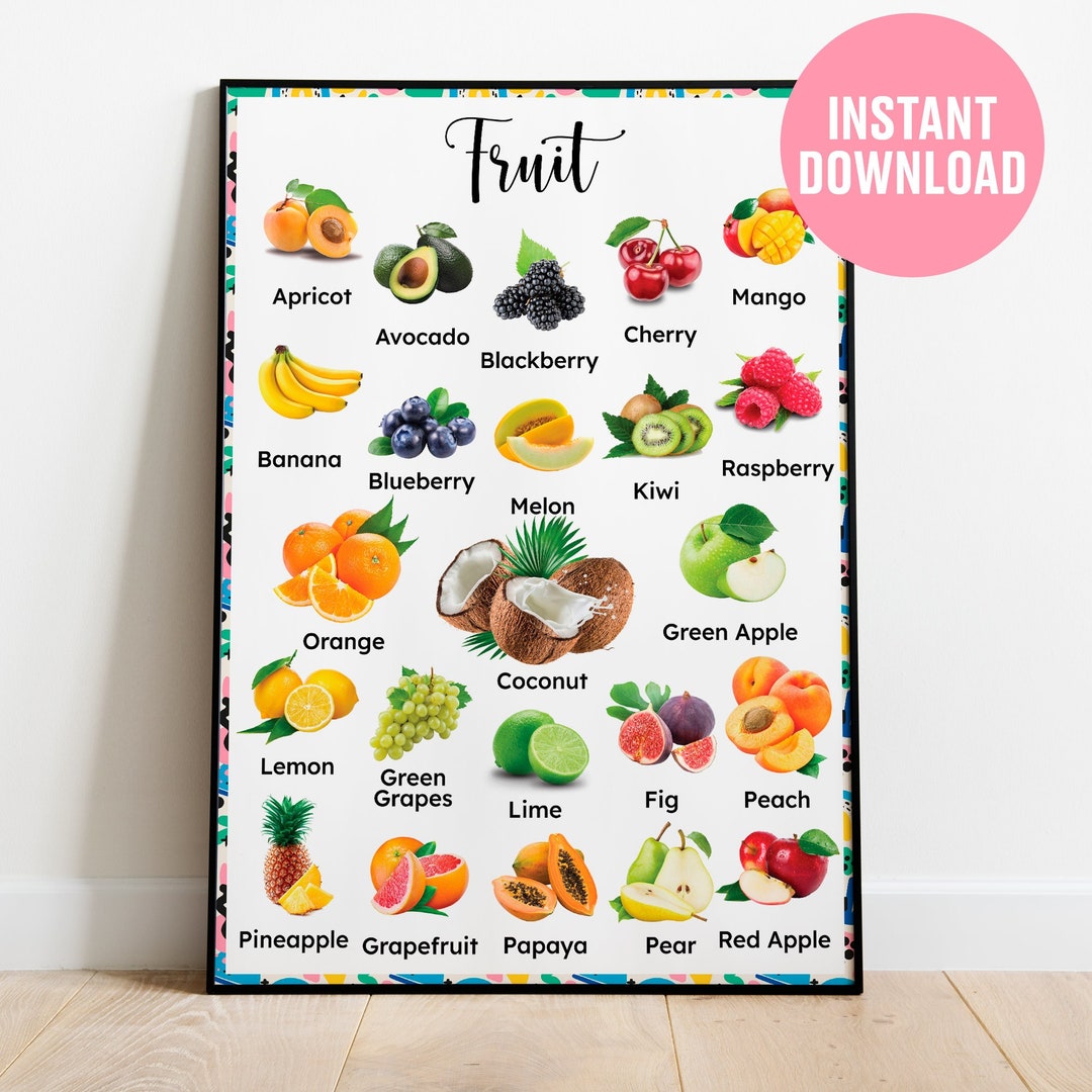Fruits Poster, INSTANT DOWNLOAD Montessori Poster, Printable Montessori ...