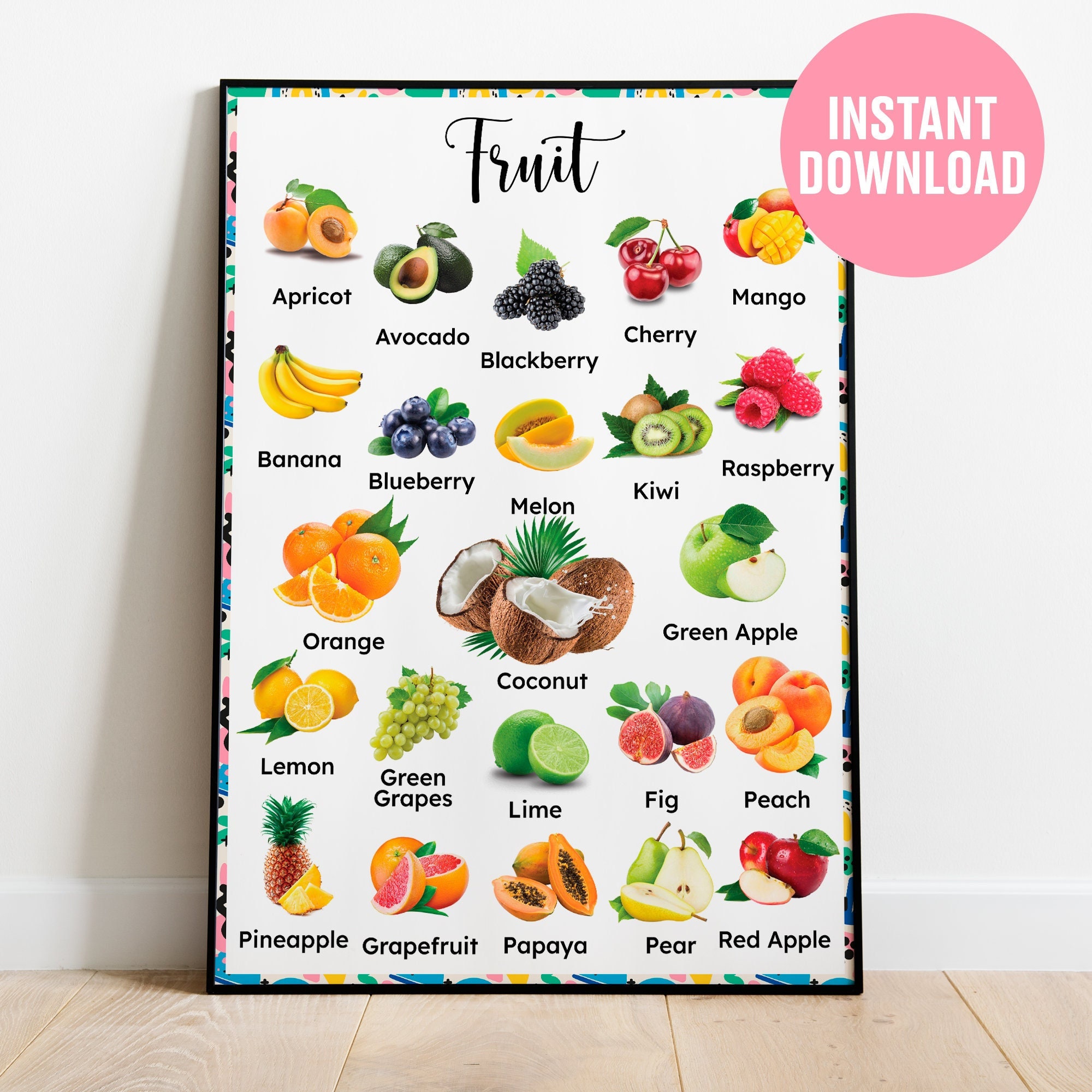 Fruits Poster, INSTANT DOWNLOAD Montessori Poster, Printable Montessori ...
