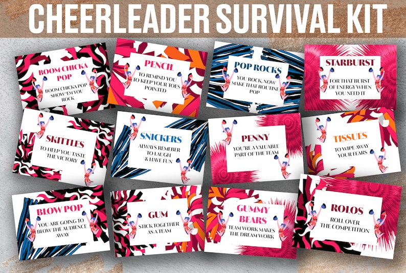 24 PRINTABLE Cheerleader Survival Kit - Cheerleading Competition ...