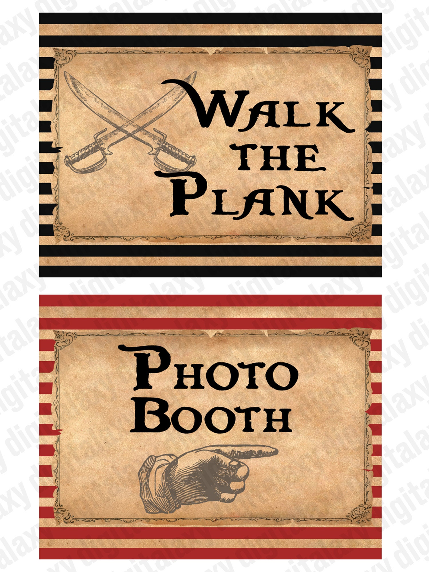 Pirate Birthday Party Signs, INSTANT DOWNLOAD, Pirate Birthday Party ...
