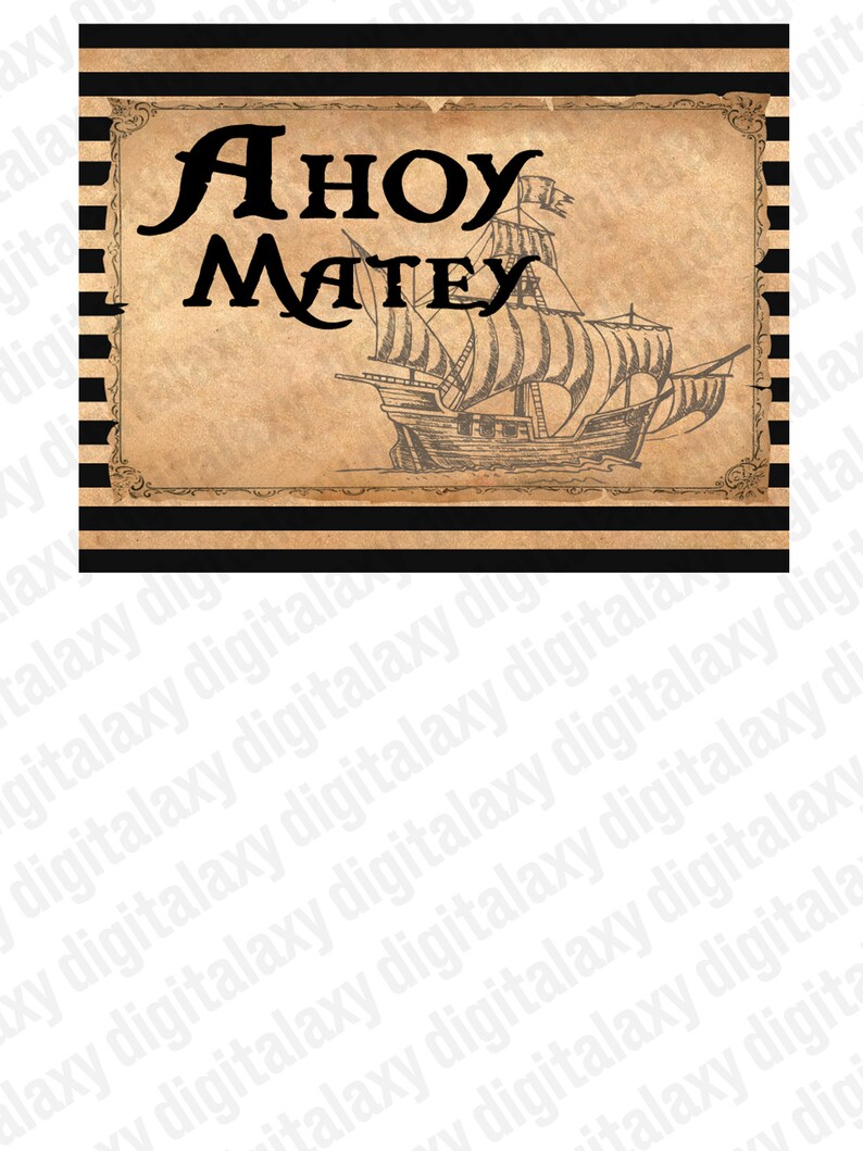 Pirate Birthday Party Signs, INSTANT DOWNLOAD, Pirate Birthday Party ...