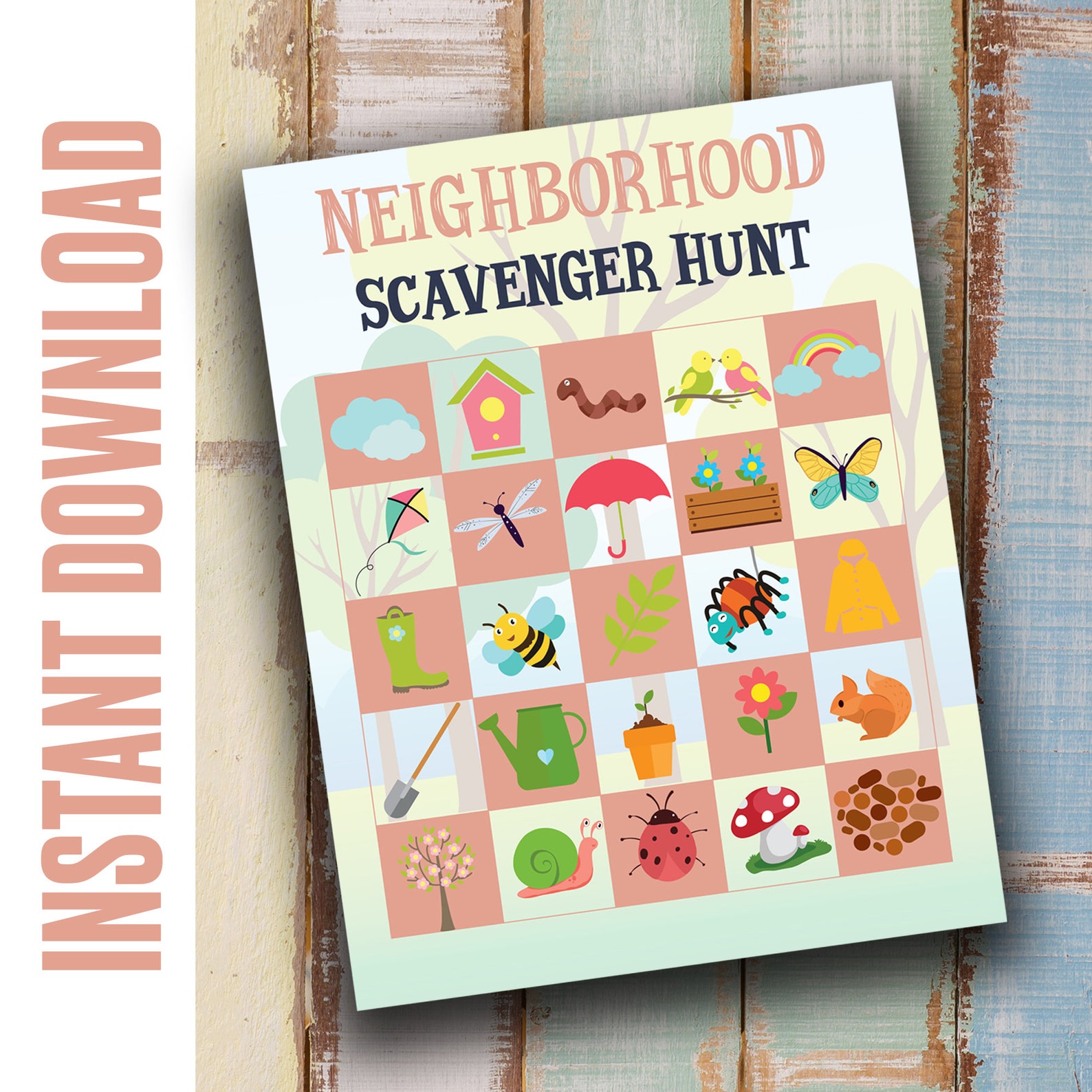 Printable Neighborhood Scavenger Hunt Treasure Hunt Birthday | Etsy