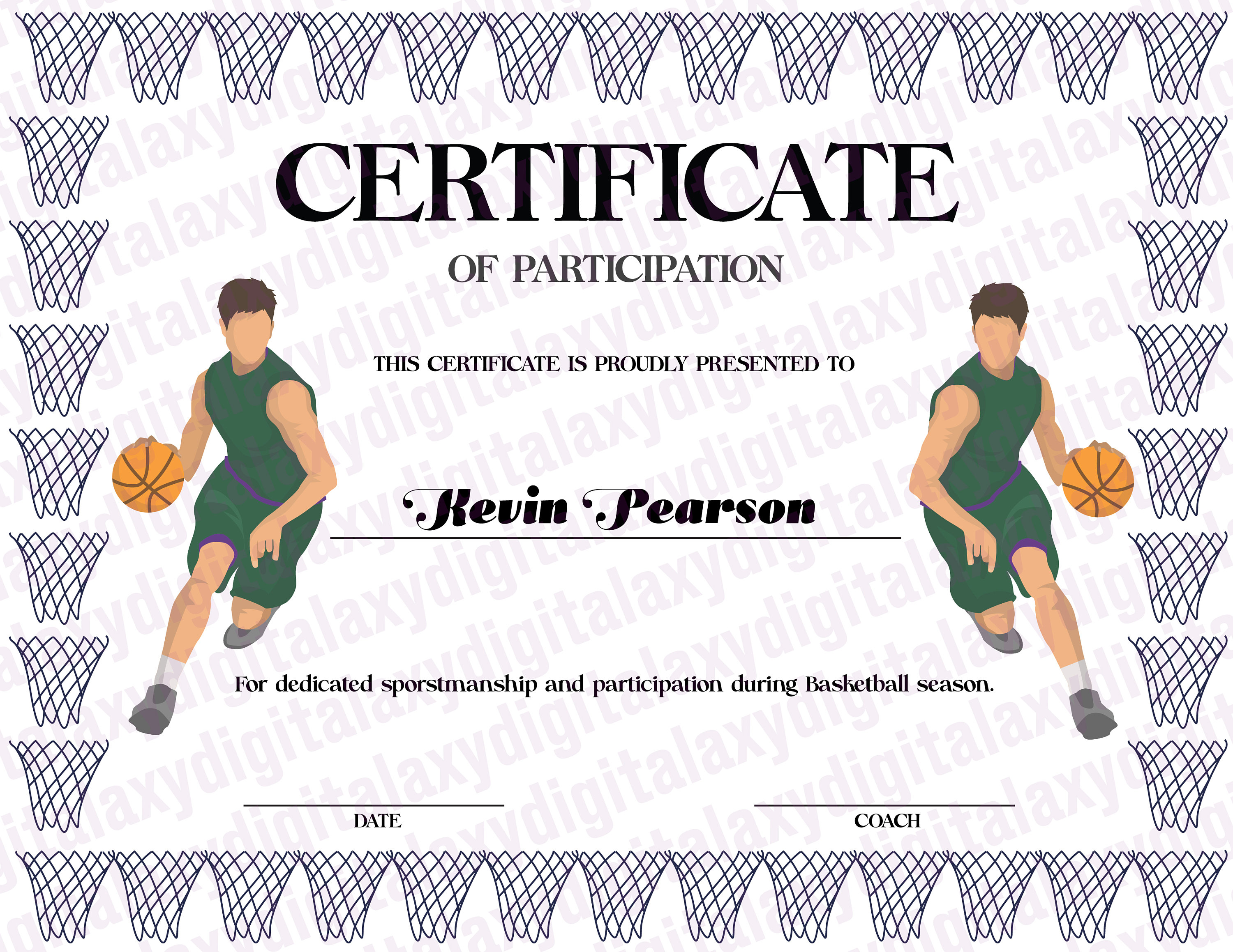 Basketball Certificate of Participation, Printable Basketball ...