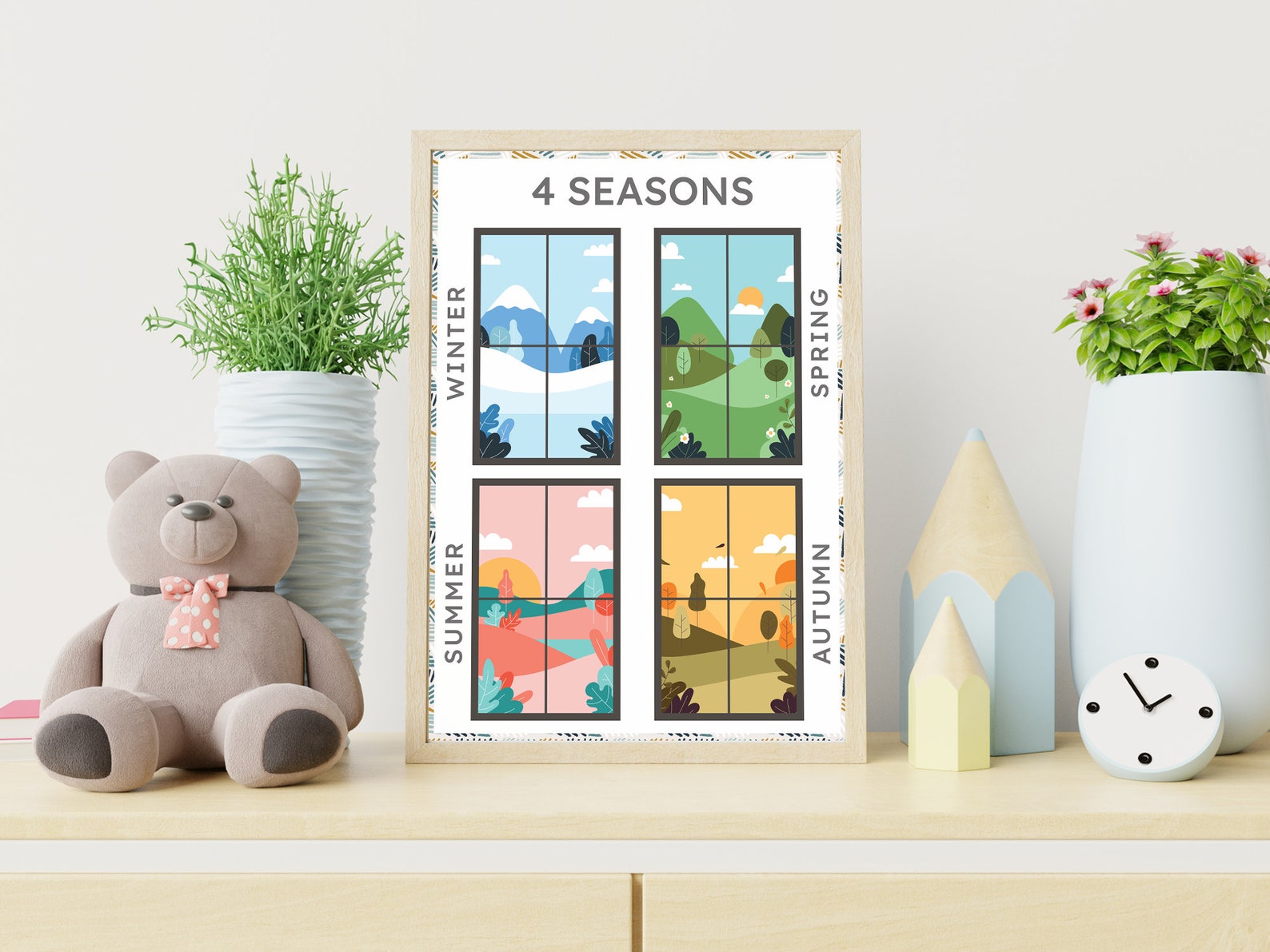 4 Seasons Poster, INSTANT DOWNLOAD Montessori Poster, Printable ...