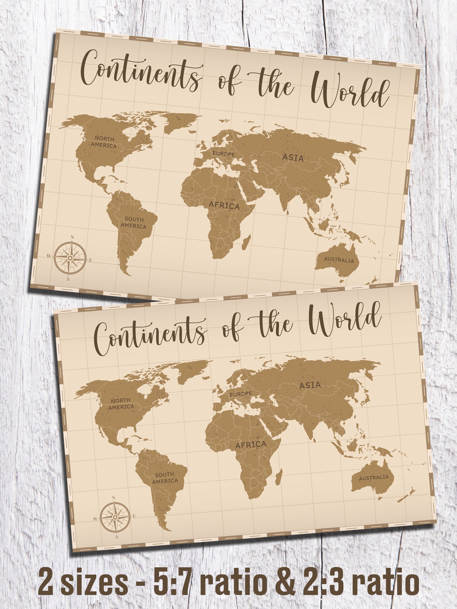 Continents Poster, INSTANT DOWNLOAD Montessori Poster, Printable ...