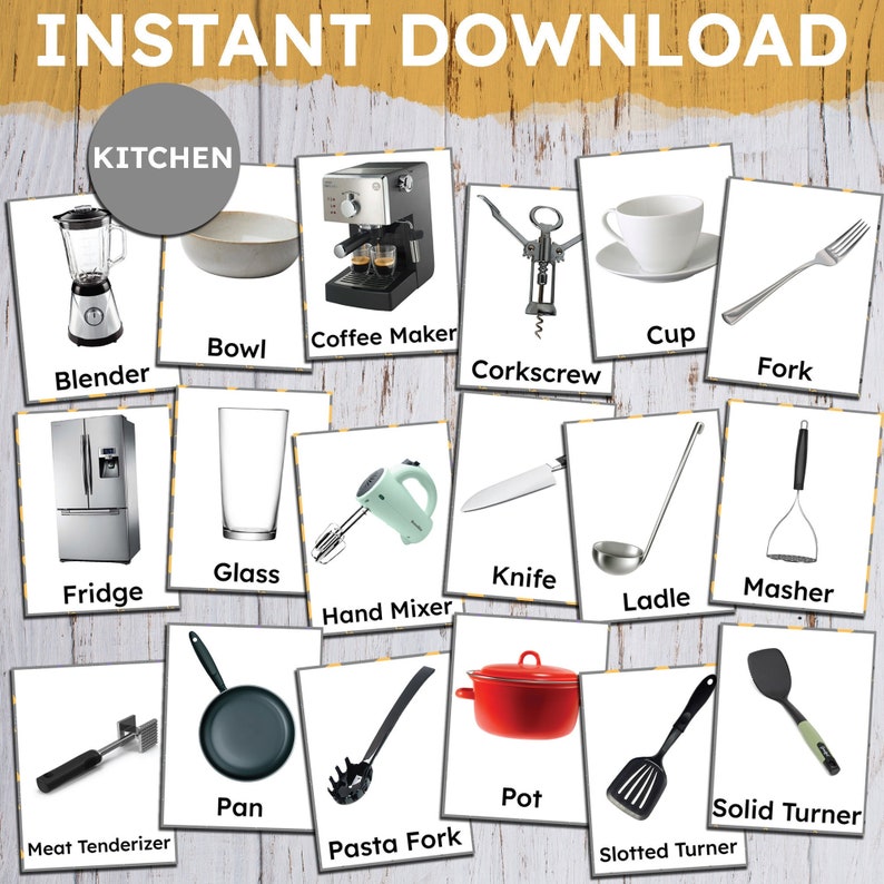 IN THE KITCHEN, Instant Download Montessori Cards, Printable Montessori ...