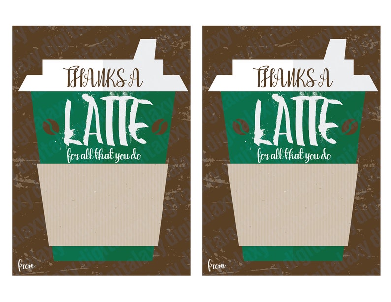 PRINTABLE - Thanks a Latte Coffee Gift Card Holder – Gratitude Tag ...