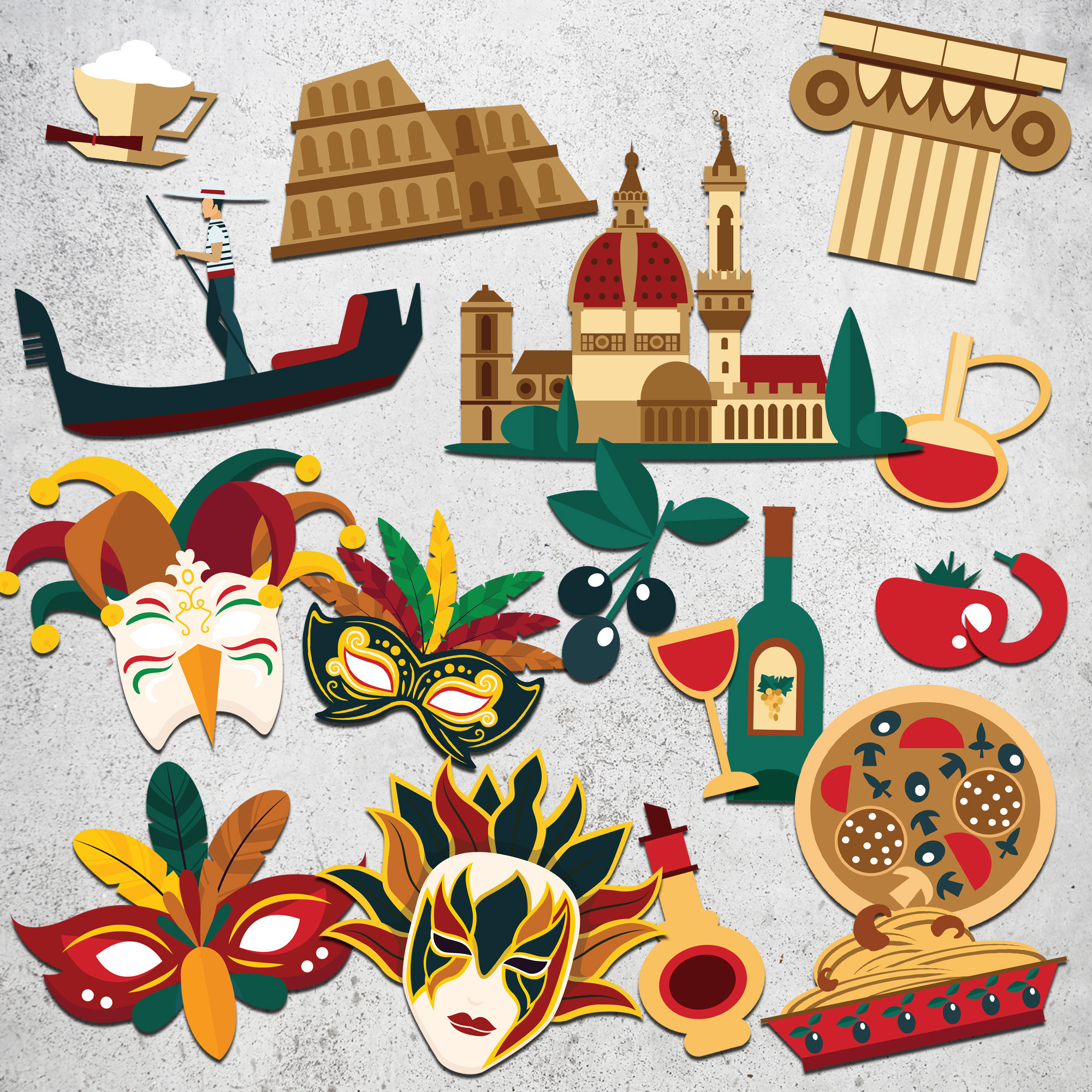 ITALY Photo Booth Props, INSTANT DOWNLOAD, Printable Fun Photo Booth ...