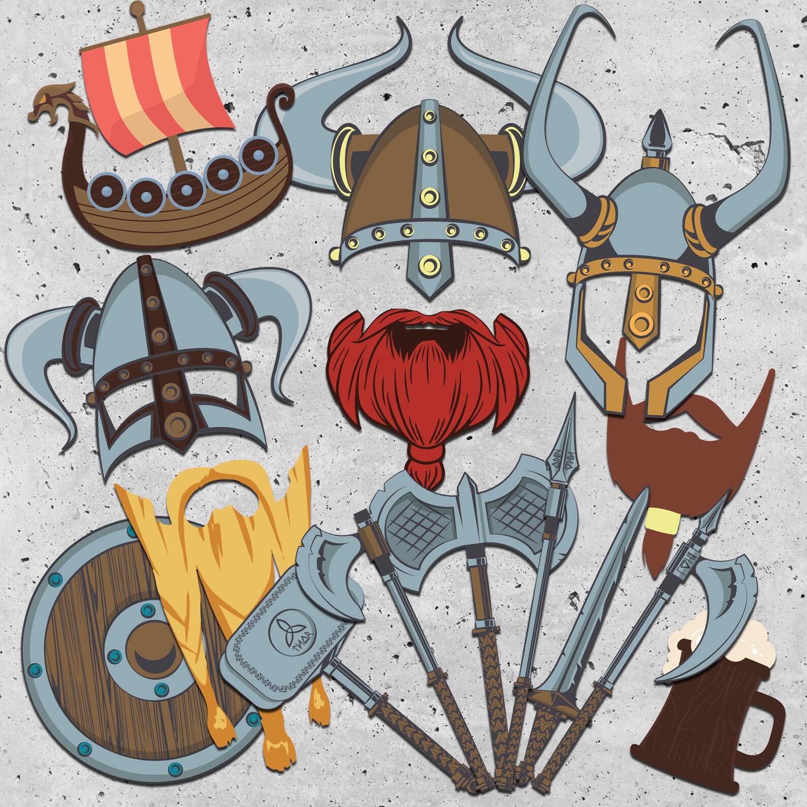 VIKING Photo Booth Props, INSTANT DOWNLOAD, Printable Fun Photo Booth ...