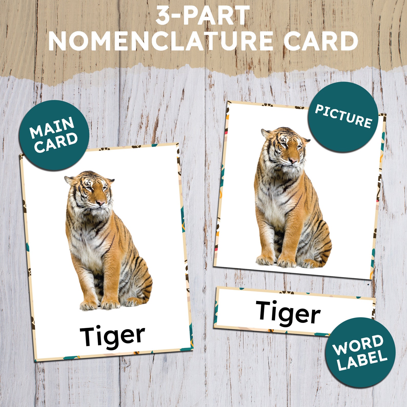 WILD ANIMALS, INSTANT Download Montessori Cards, Printable Montessori ...